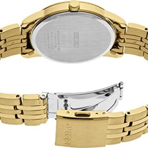 SEIKO SUR442 Watch for Men - Essentials Collection - Gold-Tone Stainless Steel Case and Bracelet, Champagne Dial