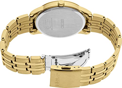 SEIKO SUR442 Watch for Men - Essentials Collection - Gold-Tone Stainless Steel Case and Bracelet, Champagne Dial