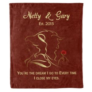 premium customized beauty & beast blanket gift for valentine……