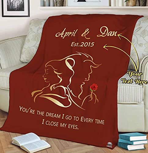 Premium Customized Beauty & Beast Blanket Gift for Valentine……