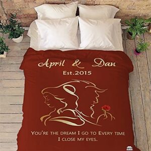 Premium Customized Beauty & Beast Blanket Gift for Valentine……