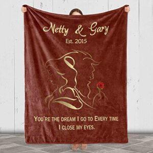 Premium Customized Beauty & Beast Blanket Gift for Valentine……