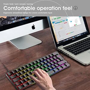 60% True Mechanical Gaming Keyboard Ultra-compact with 20 Rainbow Backlit Type C Wired Programmable 62 Keys Tactile Blue Switch Waterproof Non-Conflict and Gaming Mouse Pad  for PC/Laptop/PS5（Black)