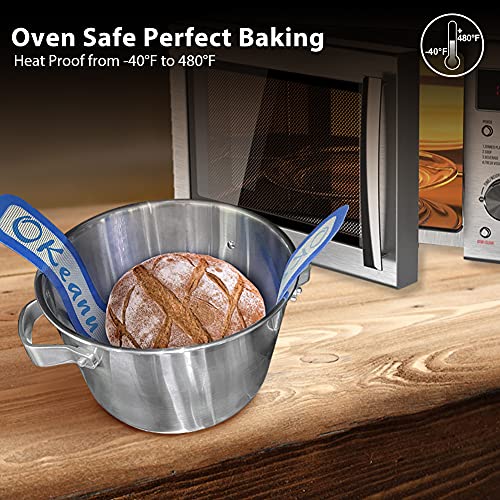 Silicone Baking Mat for Dutch Oven Bread Baking - Long Handles Sling Baking Mat Gentler Safer & Easier to Transfer for Dough, Bread Baking Supplies Eco-Friendly Alternative for Parchment Paper