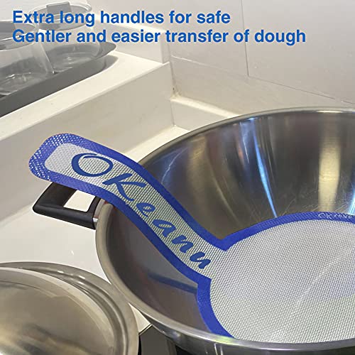 Silicone Baking Mat for Dutch Oven Bread Baking - Long Handles Sling Baking Mat Gentler Safer & Easier to Transfer for Dough, Bread Baking Supplies Eco-Friendly Alternative for Parchment Paper