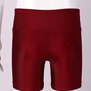 Hansber Kids Girls Boycut Shorts Solid Color Sports/Dance/Gymnastics Athletic Bottoms Summer Hot Pants Letter Burgundy 12