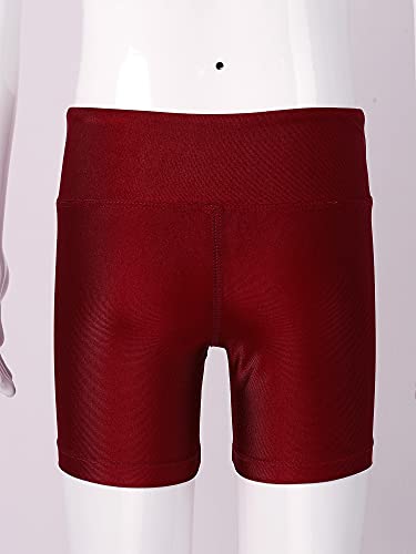 Hansber Kids Girls Boycut Shorts Solid Color Sports/Dance/Gymnastics Athletic Bottoms Summer Hot Pants Letter Burgundy 12