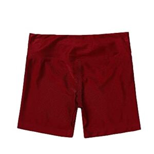 Hansber Kids Girls Boycut Shorts Solid Color Sports/Dance/Gymnastics Athletic Bottoms Summer Hot Pants Letter Burgundy 12