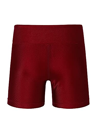 Hansber Kids Girls Boycut Shorts Solid Color Sports/Dance/Gymnastics Athletic Bottoms Summer Hot Pants Letter Burgundy 12