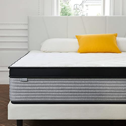 S SECRETLAND Full Mattress, 12 Inch Hybrid Memory Foam Mattress and Individual Pocket Springs,Full Bed Mattress in a Box with Pressure Relief and Cooler Cover,Soft Full Size