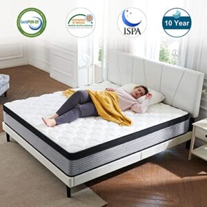 S SECRETLAND Full Mattress, 12 Inch Hybrid Memory Foam Mattress and Individual Pocket Springs,Full Bed Mattress in a Box with Pressure Relief and Cooler Cover,Soft Full Size