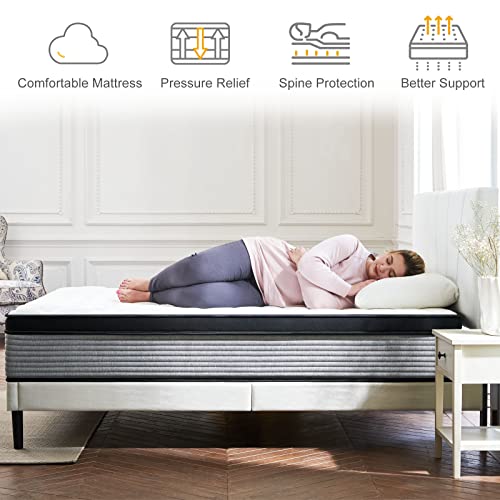 S SECRETLAND Full Mattress, 12 Inch Hybrid Memory Foam Mattress and Individual Pocket Springs,Full Bed Mattress in a Box with Pressure Relief and Cooler Cover,Soft Full Size