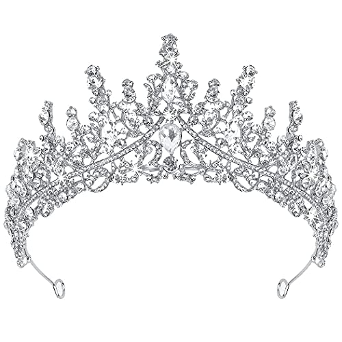 CURASA Silver Gold Crowns Gorgeous Tiaras for Women Queen Princess Crown Birthday Crown for Girls Beautiful Hair Accessories for Women Gifts for Wedding Halloween Prom Christmas