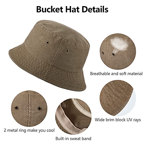 3 Pieces Denim Bucket Hat Unisex Sun Hat Wide Brim Fisherman Cap for Men Women Teens Outdoor (Black, Light Green, Beige)