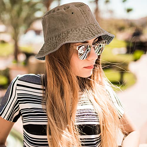 3 Pieces Denim Bucket Hat Unisex Sun Hat Wide Brim Fisherman Cap for Men Women Teens Outdoor (Black, Light Green, Beige)