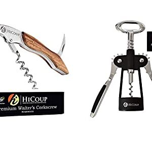 HiCoup Kitchenware Wine Openers - Corkscrew Bottle Openers, Foil Cutter Key for Waiters, Bartenders and Wine Corkscrew & Bottle Opener - Easy To Use, All-In-One Beer And Wine Bottle Openers w/Stopper