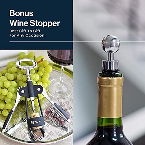 HiCoup Kitchenware Wine Openers - Corkscrew Bottle Openers, Foil Cutter Key for Waiters, Bartenders and Wine Corkscrew & Bottle Opener - Easy To Use, All-In-One Beer And Wine Bottle Openers w/Stopper