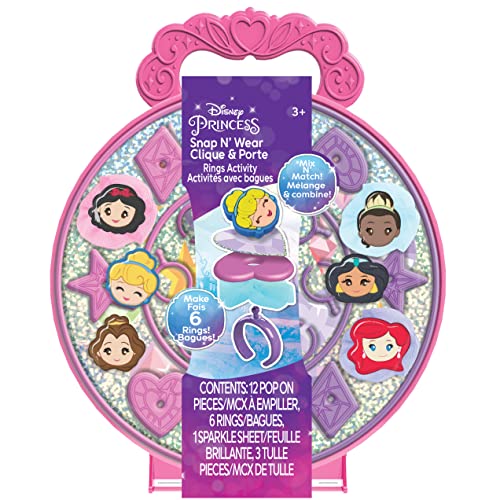 Tara Toys Disney Princess Snap N' Wear Activity Rings Set, DIY Jewellery Kit for Kids, 3+ Years