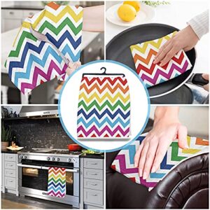 Big buy store Rainbow Color Chevron Zig Zag Pattern Kitchen Dish Towels, Soft Lightweight Microfiber Absorbent Hand Towel Tea Towel for Kitchen Bathroom 18x28in