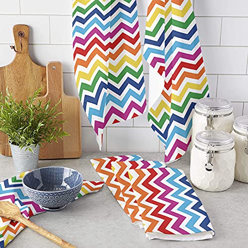 Big buy store Rainbow Color Chevron Zig Zag Pattern Kitchen Dish Towels, Soft Lightweight Microfiber Absorbent Hand Towel Tea Towel for Kitchen Bathroom 18x28in