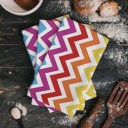 Big buy store Rainbow Color Chevron Zig Zag Pattern Kitchen Dish Towels, Soft Lightweight Microfiber Absorbent Hand Towel Tea Towel for Kitchen Bathroom 18x28in