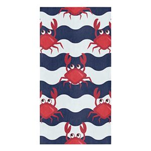 big buy store red crab kitchen dish towels, soft lightweight microfiber absorbent hand towel blue chevron zig zag tea towel for kitchen bathroom 18x28in