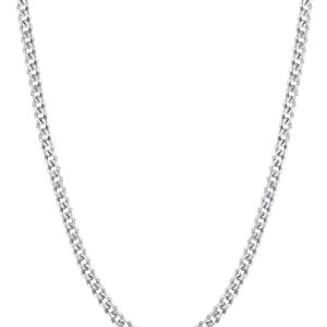 Fiusem 3.5mm Silver Colored Chains, Silver Plated Cuban Link Necklace for Men and Women, Stainless Steel 20 Inch