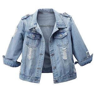 hixiaohe women autumn 3/4 sleeve retro short denim jackets light blue jean coats(03 light blue,3xl)