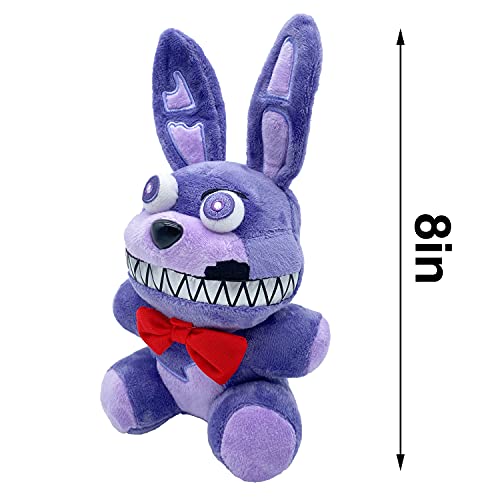 Ycixri Five Nights at Freddy's Nightmare Bonnie Plush Toy Suitable for Collection, FNAF Plushies Stuffed Doll for Boy Girl Christmas Halloween Birthday Gift, 8“ (Purple Bonnie Rabbit)