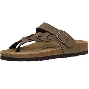 CUSHIONAIRE Women's Libby Cork footbed Sandal with +Comfort and Wide Widths Available, Brown 7