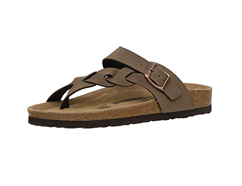 CUSHIONAIRE Women's Libby Cork footbed Sandal with +Comfort and Wide Widths Available, Brown 7