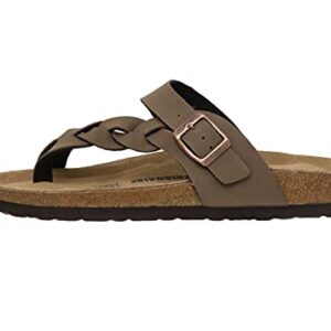 CUSHIONAIRE Women's Libby Cork footbed Sandal with +Comfort and Wide Widths Available, Brown 7