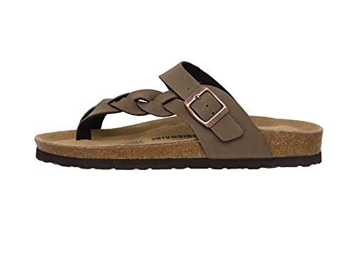 CUSHIONAIRE Women's Libby Cork footbed Sandal with +Comfort and Wide Widths Available, Brown 7