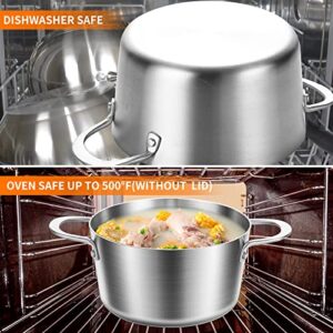 LOLYKITCH Tri-Ply Stainless Steel 5QT Stock Pot with Lid, Induction Cooking Pot,Soup Pot, Compatible with All Stoves,Oven and Diswasher safe.