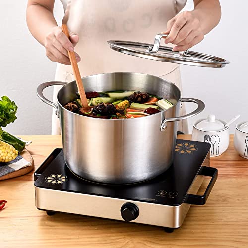 LOLYKITCH Tri-Ply Stainless Steel 5QT Stock Pot with Lid, Induction Cooking Pot,Soup Pot, Compatible with All Stoves,Oven and Diswasher safe.