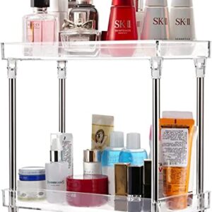 KSDSOAM Bathroom Organizer Countertop Bathroom Storage 2 Tier Acrylic Bathroom Makeup Organizer countertop for Skincare Cosmetics, Bathroom, Kitchen