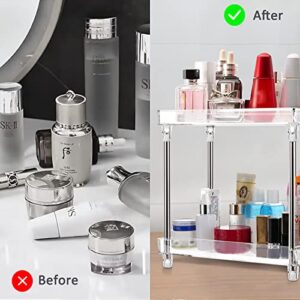 KSDSOAM Bathroom Organizer Countertop Bathroom Storage 2 Tier Acrylic Bathroom Makeup Organizer countertop for Skincare Cosmetics, Bathroom, Kitchen