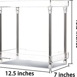 KSDSOAM Bathroom Organizer Countertop Bathroom Storage 2 Tier Acrylic Bathroom Makeup Organizer countertop for Skincare Cosmetics, Bathroom, Kitchen