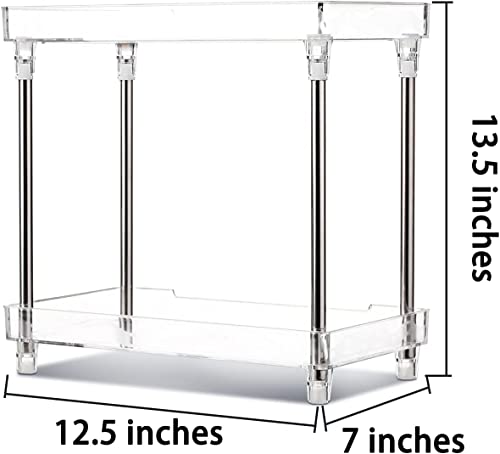 KSDSOAM Bathroom Organizer Countertop Bathroom Storage 2 Tier Acrylic Bathroom Makeup Organizer countertop for Skincare Cosmetics, Bathroom, Kitchen