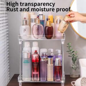 KSDSOAM Bathroom Organizer Countertop Bathroom Storage 2 Tier Acrylic Bathroom Makeup Organizer countertop for Skincare Cosmetics, Bathroom, Kitchen