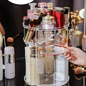 Cq acrylic 360 Degree Rotating Makeup Organizer for Bathroom,4 Tier Adjustable Cosmetic Storage Cases and Make Up Holder Display Cases,Clear