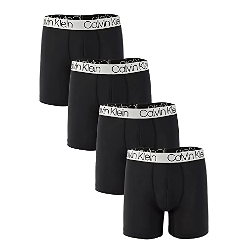 Calvin Klein Men`s Microfiber Boxer Briefs 4 Pack (Black(NP2431-001)/Silver, Large, l)