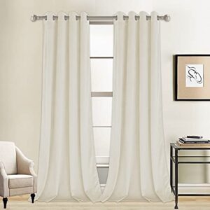 lushleaf 2panels ivory velvet curtains 84 inches blackout velvet curtains panels thermal insulated room darkening grommet window drapes for for bedroom/living room