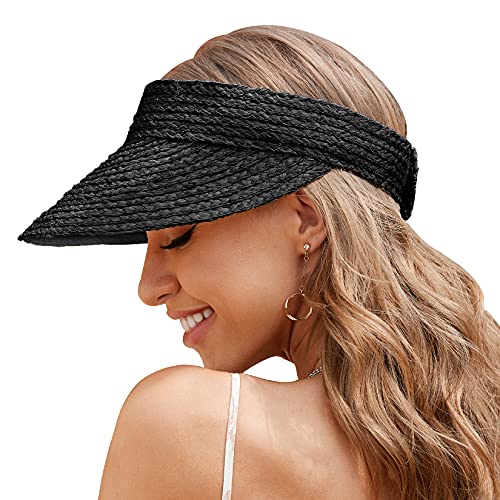 Sun Hat Womens, Straw Hats for Women, Visors for Women Beach Hats for Women Straw Visors for Women Made of Natural Raffia