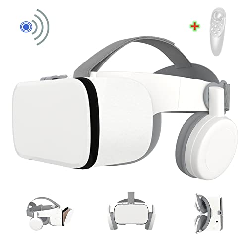 VR Goggles for iPhone and Android Phones, 3D Virtual Reality Vr Headset/Glasses with Wireless Headphones for Imax Movies & Play Games with Remote Controller