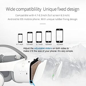 VR Goggles for iPhone and Android Phones, 3D Virtual Reality Vr Headset/Glasses with Wireless Headphones for Imax Movies & Play Games with Remote Controller