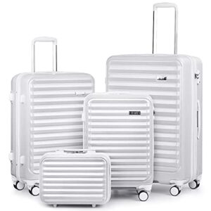 Coolife Luggage Suitcase 4 Piece Set expandable (only 28”) ABS+PC Spinner suitcase with TSA Lock carry on 20in 24in 28in