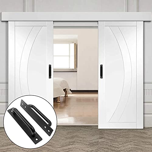 Jiozermi 2 Pack Sliding Barn Door Handle, 5.9 Inch Gate Door Handle, Aluminium Alloy Door Pull Handle for Sliding Barn Door Gate Cabinet Closet Drawer Garage Shed, Black