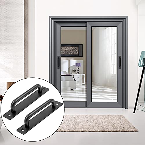 Jiozermi 2 Pack Sliding Barn Door Handle, 5.9 Inch Gate Door Handle, Aluminium Alloy Door Pull Handle for Sliding Barn Door Gate Cabinet Closet Drawer Garage Shed, Black