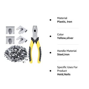 300 Pieces Wire Cage Clips with 1 Piece Wire Cage Buckle Snap Plier for Chicken Pet Dog Cat Cage (Silver, Black Yellow)